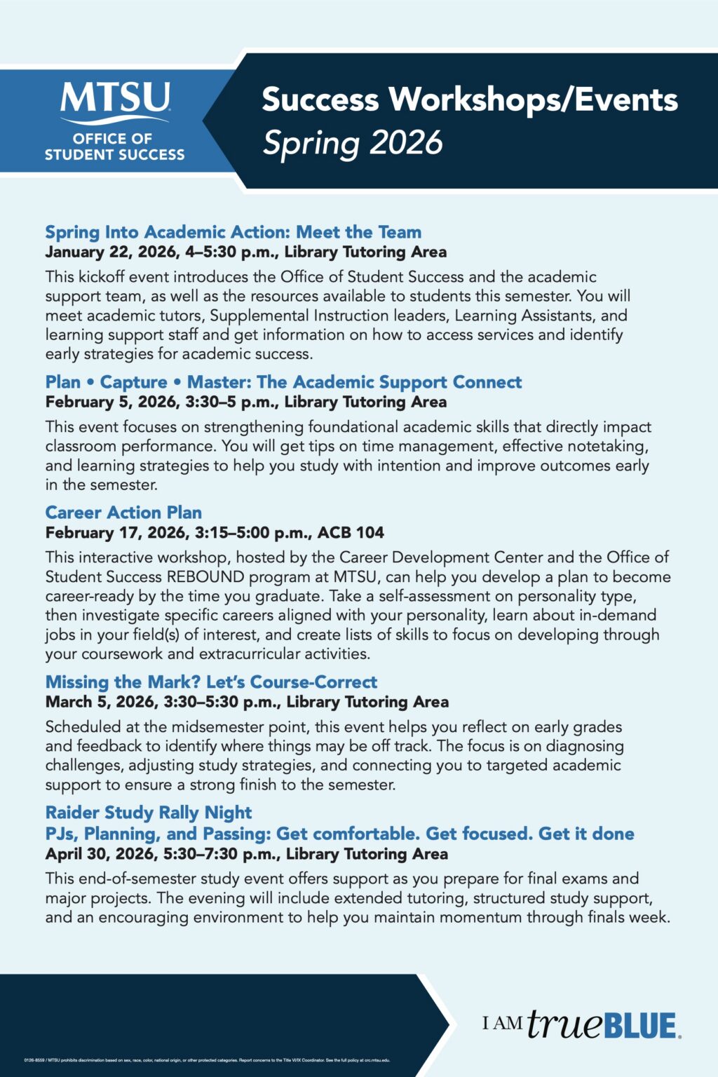 Student Success Spring 2026 Academic Workshops – Office of Student Success